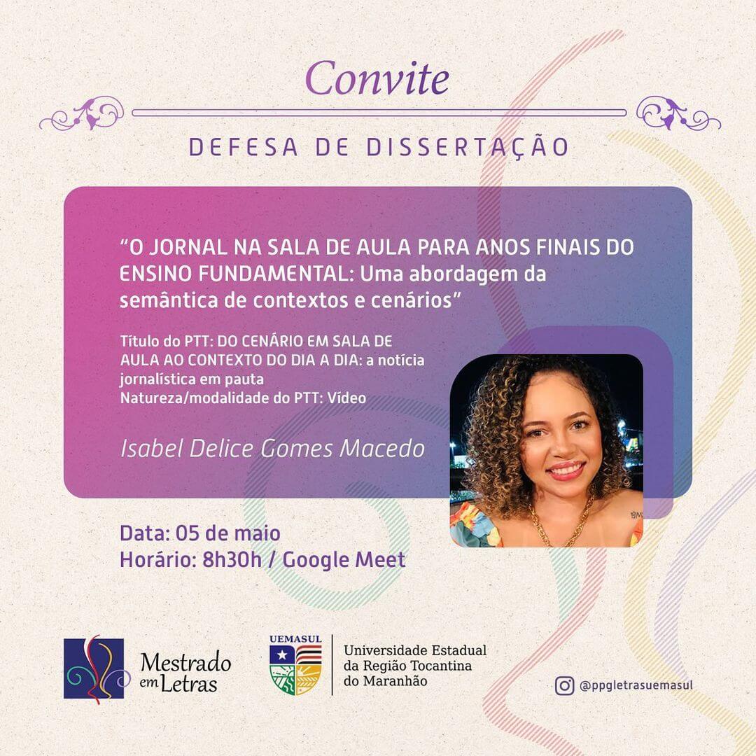 Isabel Delice Gomes Macedo - Programa de Pós-graduação em Letras da ...